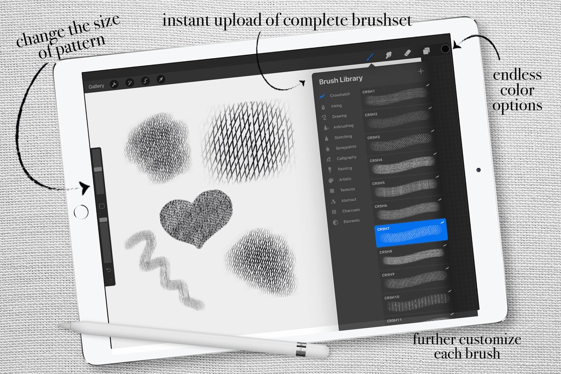 Procreate: Seamless Crosshatch Pattern Brushes | Etsy