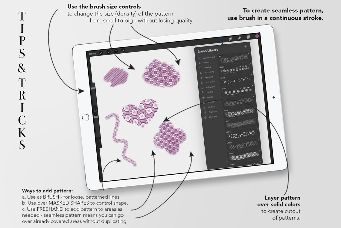 Procreate: Seamless Pattern Brushes Japanese Motifs Set Five - Etsy