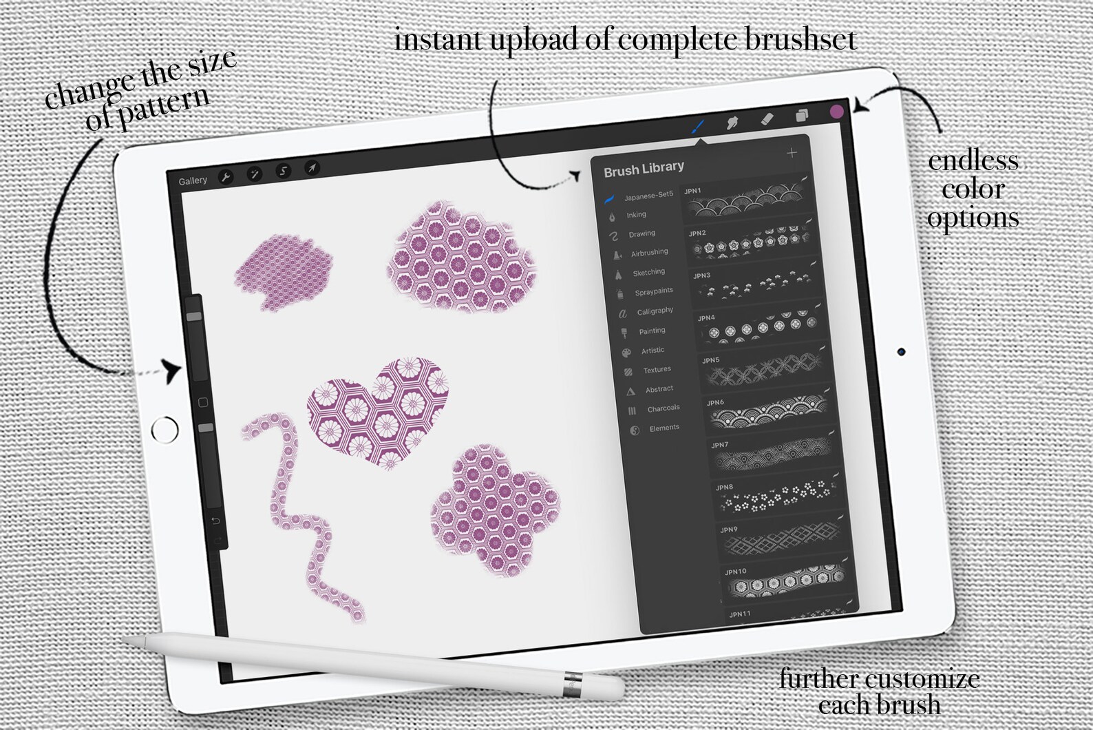 Procreate Seamless Pattern Brushes Japanese Motifs Set Five Etsy