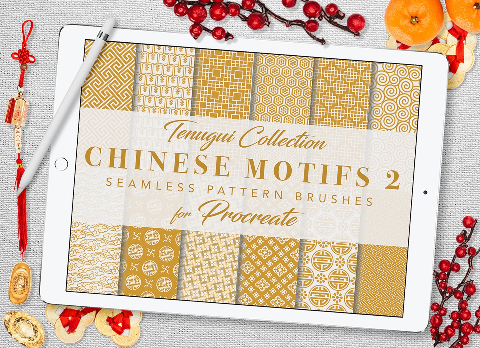 Procreate: Seamless Pattern Brushes - Chinese Motifs Set Two - Etsy