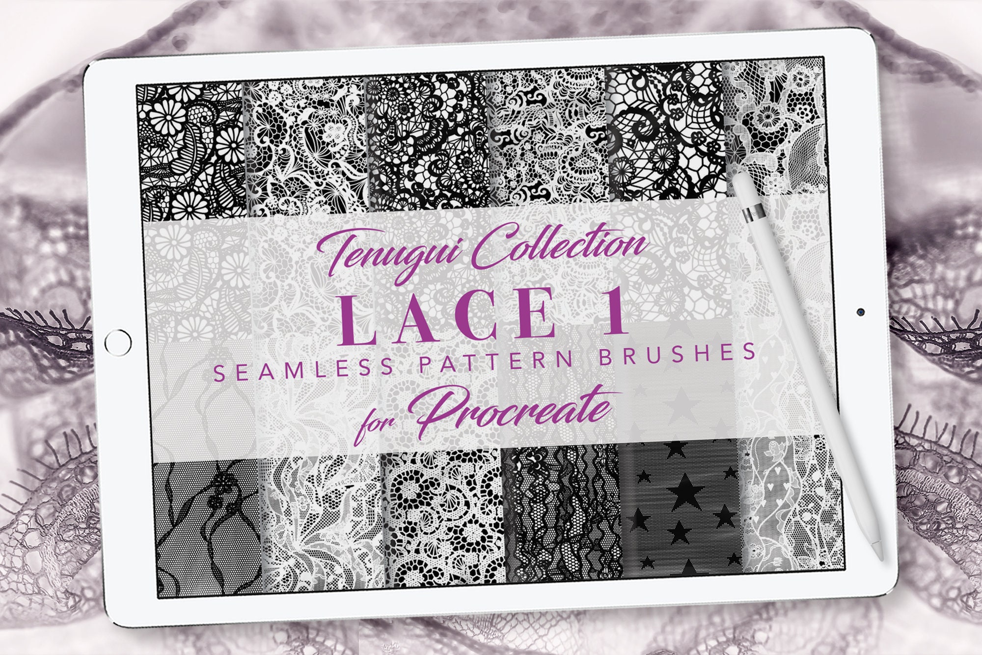 Procreate: Seamless Pattern Brushes LACE Set One - Etsy