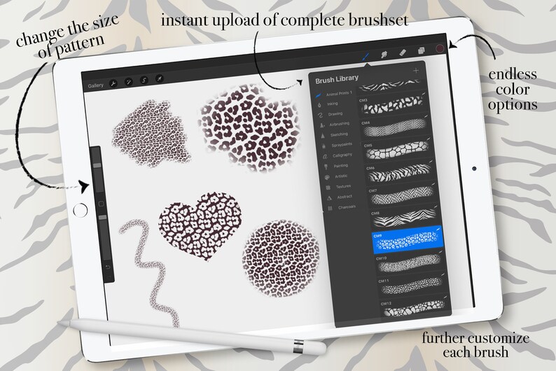 Procreate: Seamless Animal Print Pattern Brushset One - Etsy