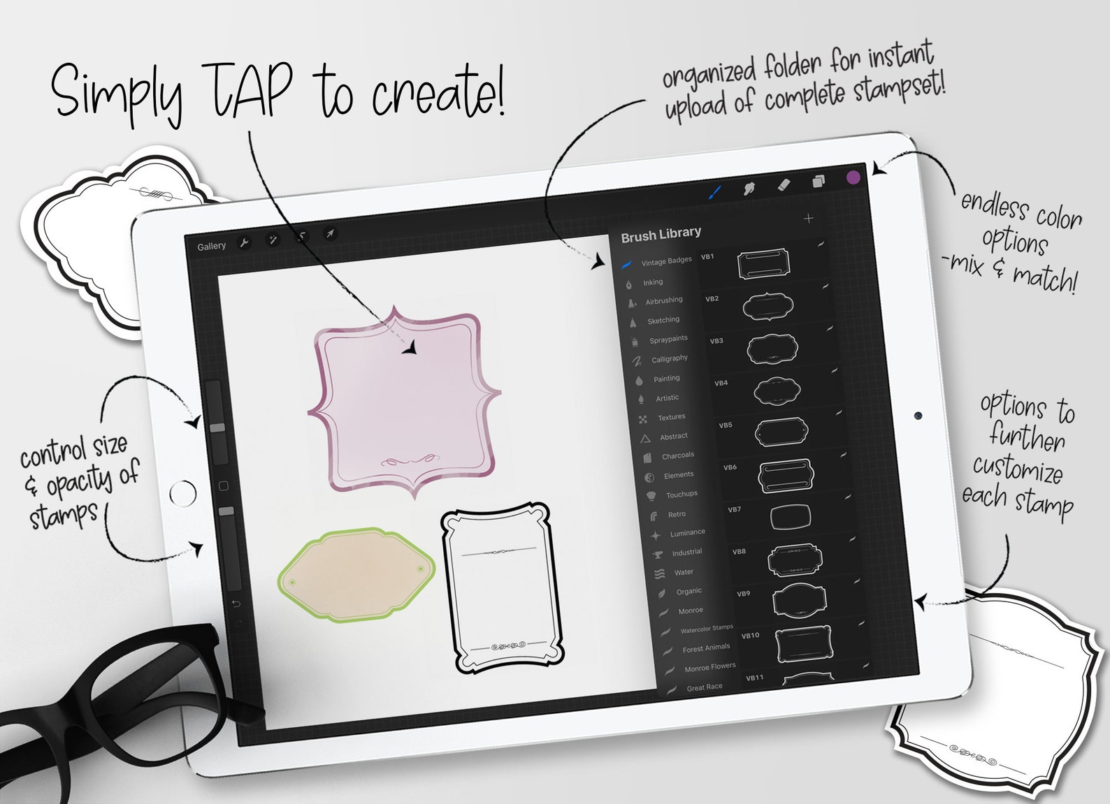 Procreate: Vintage Badges Stampset - Etsy