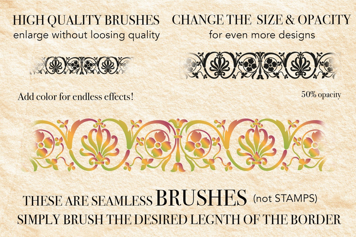 Procreate: Seamless Border Brushes DECORATIVE Set One - Etsy