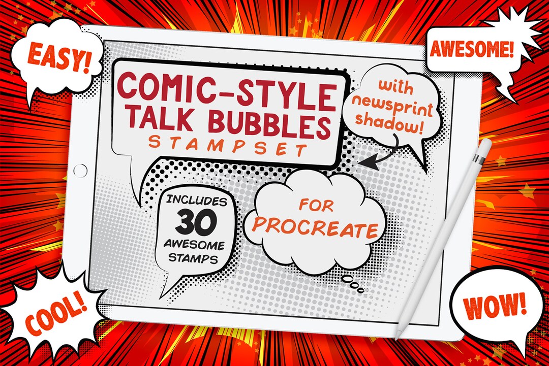 Procreate Stamps: Comic-style Bubbles With Newsprint Shadow - Etsy