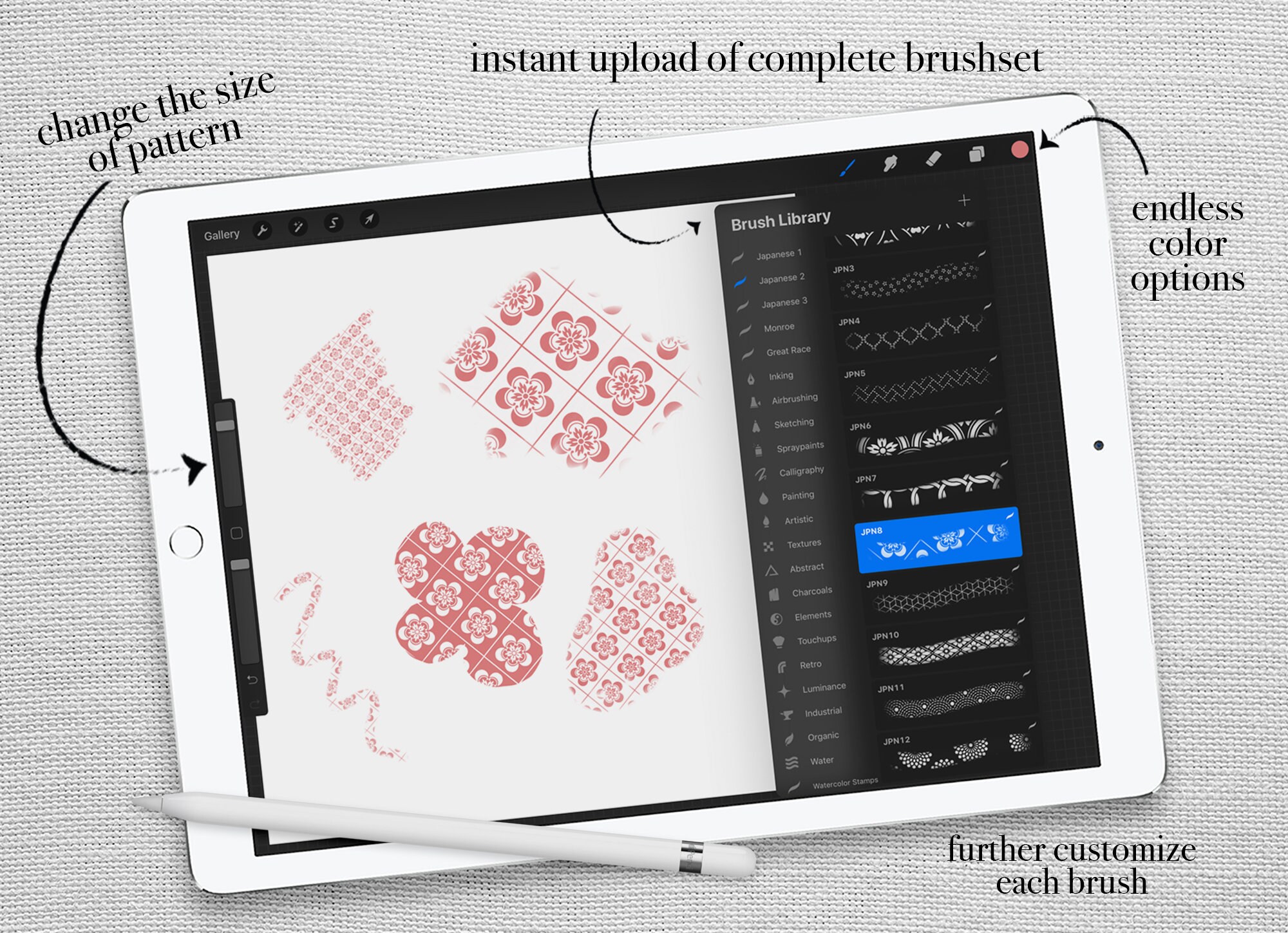 Procreate: Seamless Pattern Brushes Japanese Motifs Set Two - Etsy