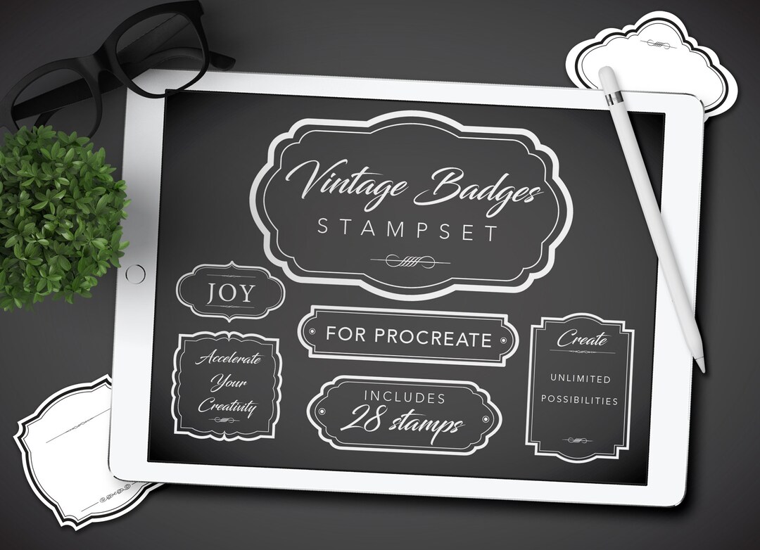 Procreate: Vintage Badges Stampset - Etsy