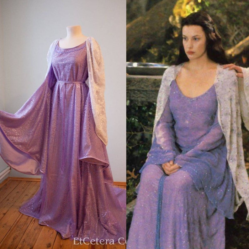 Arwen Purple Dress With Cape Lord Of The Rings Cosplay Etsy