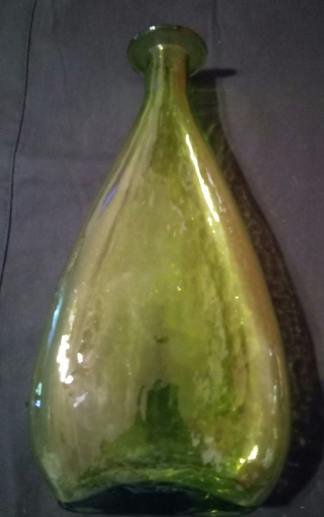 Hand Blown Artisanal Large Green Glass Flower Vase Container Deco ...