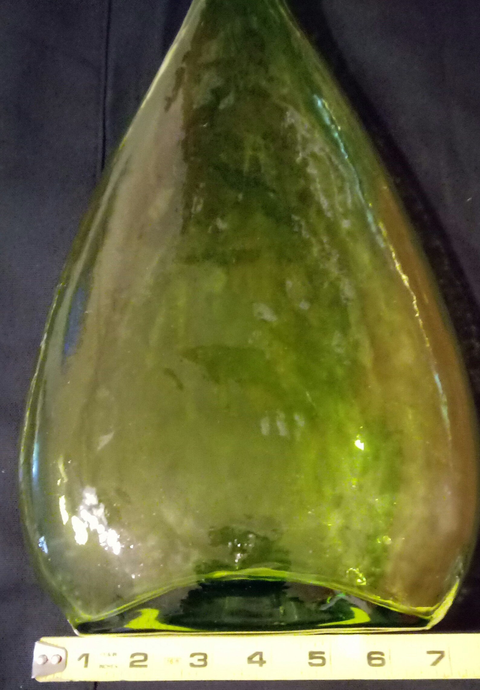 Hand Blown Artisanal Large Green Glass Flower Vase Container Deco ...