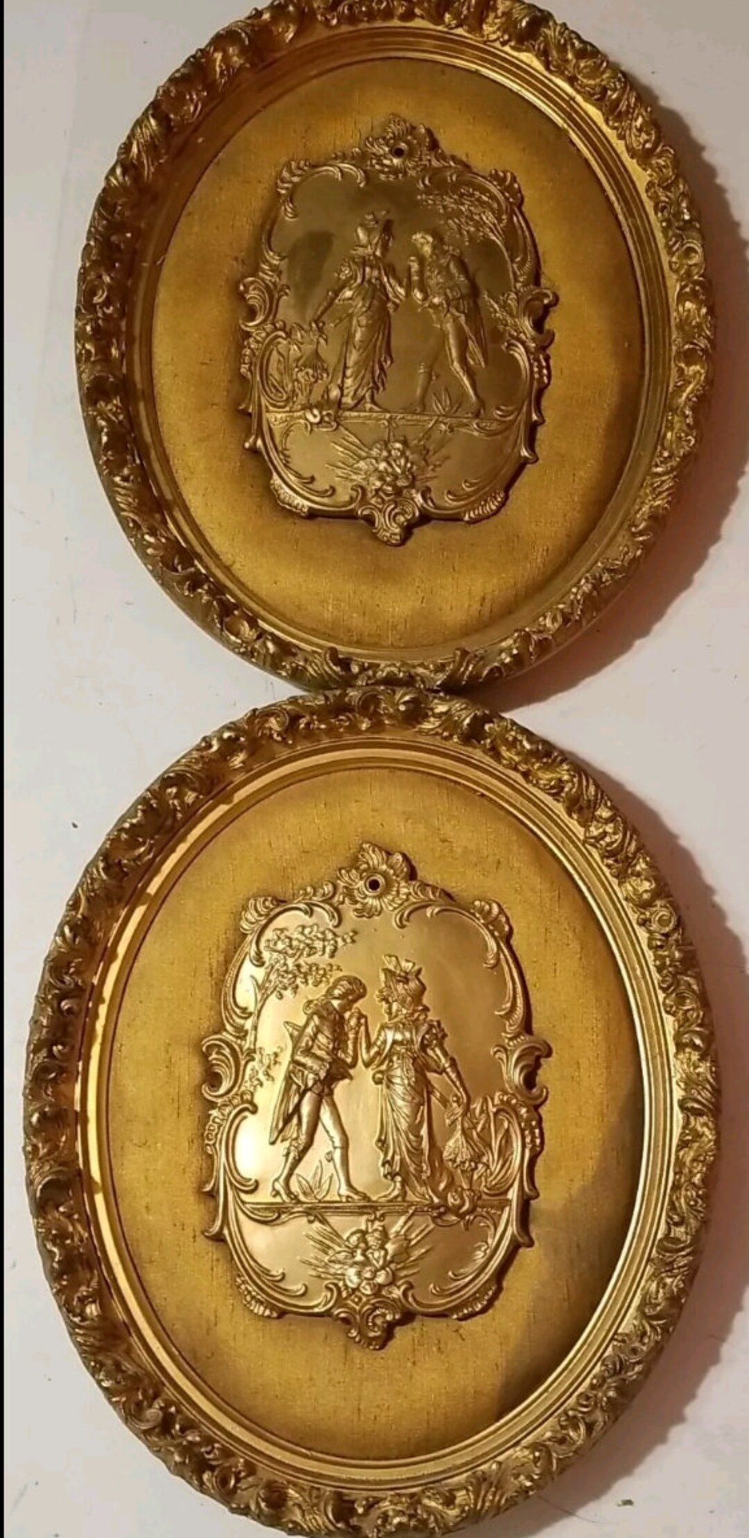 18th Century Carved Copper Bas-relief Bucolic Scene Lady Knight Cupid ...