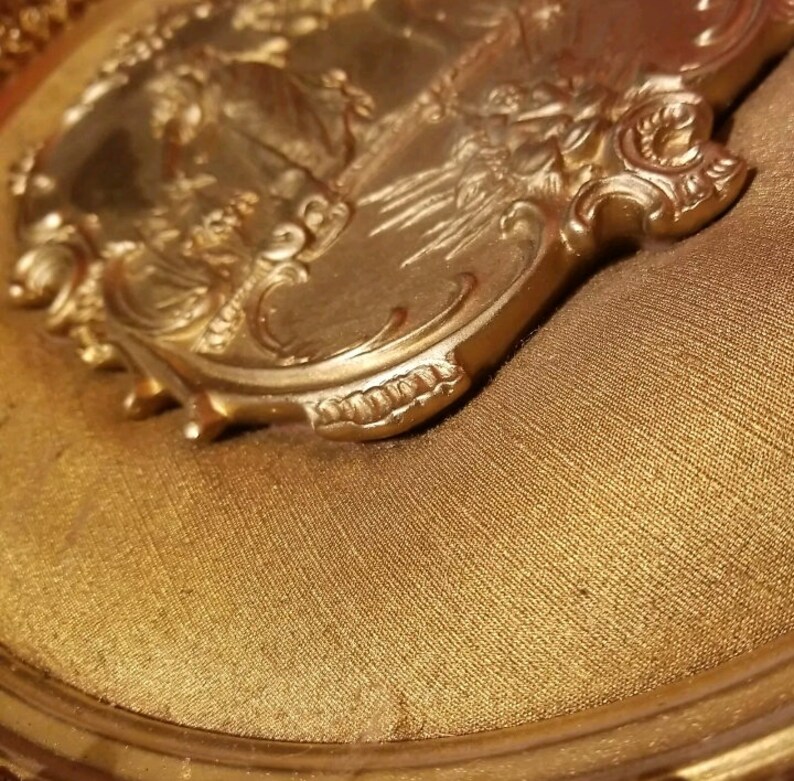 18th Century Carved Copper Bas-relief Bucolic Scene Lady Knight Cupid ...