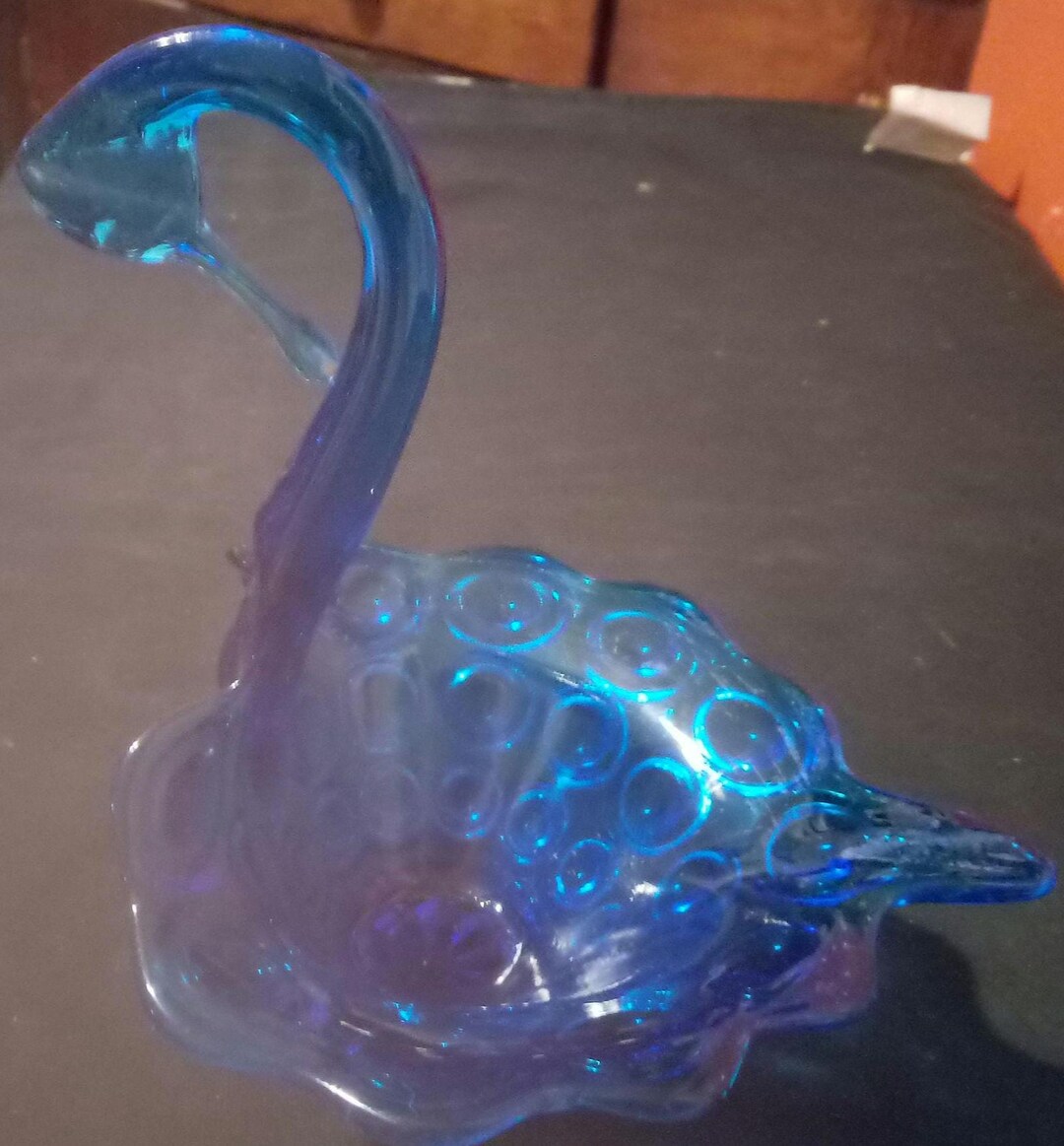 Kanawha Vintage Dimpled Blown Glass Cobalt Blue Swan Candy / Nut Dish ...