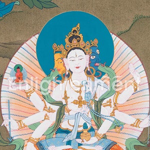 Amitayus Buddha Thangka With White Tara and Namgyalma Amitayus Wall ...