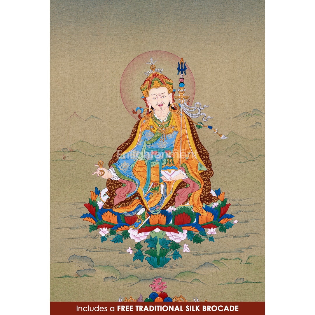Lotus-born Master Padmasambhava Thangka Hand-painted Tibetan Artwork ...
