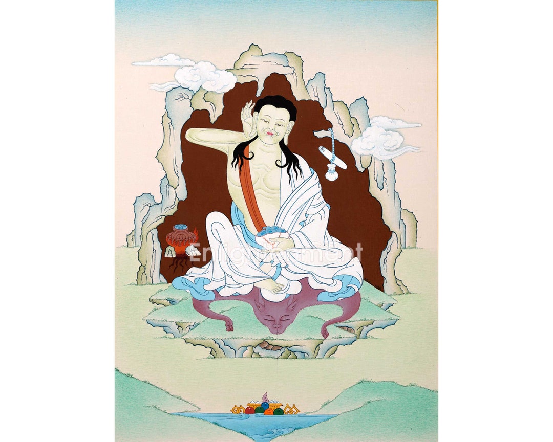 Jetsun Milarepa Hand-painted Thangka Art Original Tibetan Buddhist ...