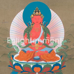 Amitayus Buddha Thangka With White Tara and Namgyalma Amitayus Wall ...