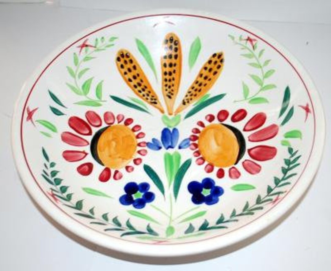 Grantcrest Bowl Japan 12 Vintage FOLK ART Tiger Lily Fruit Pasta ...