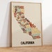 California Counties Typography Map Art Print - Cartography Typographic ...