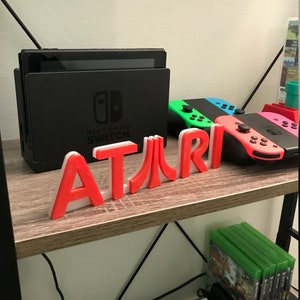 Atari Video Game Logo Sign 8 in (3D Printed, Man Cave, Game Room, Shelf ...