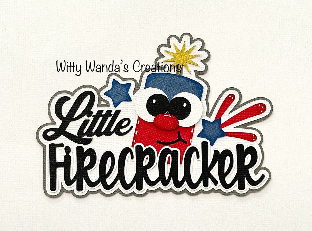 Little Firecracker Scrapbook Title Die Cut Embellishment Red Blue ...