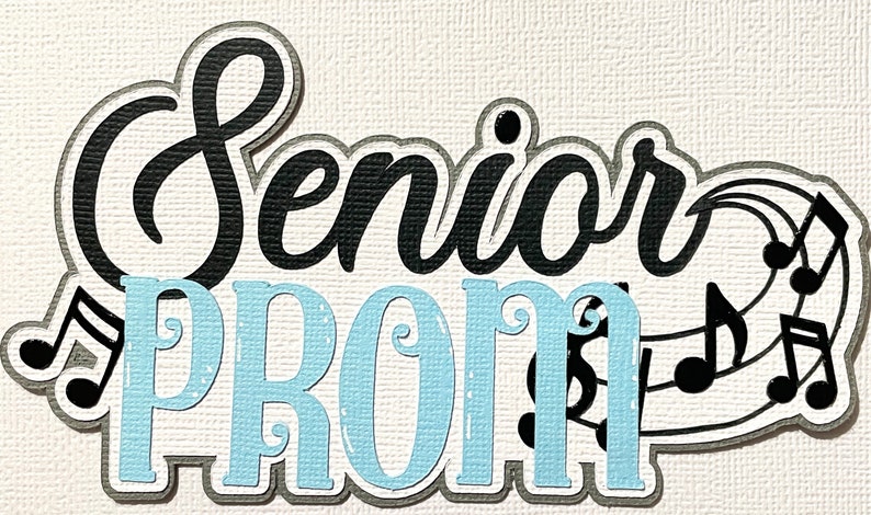 Senior Prom Title Cluster Notes Pre-made Blue Pink Embellishment Paper ...