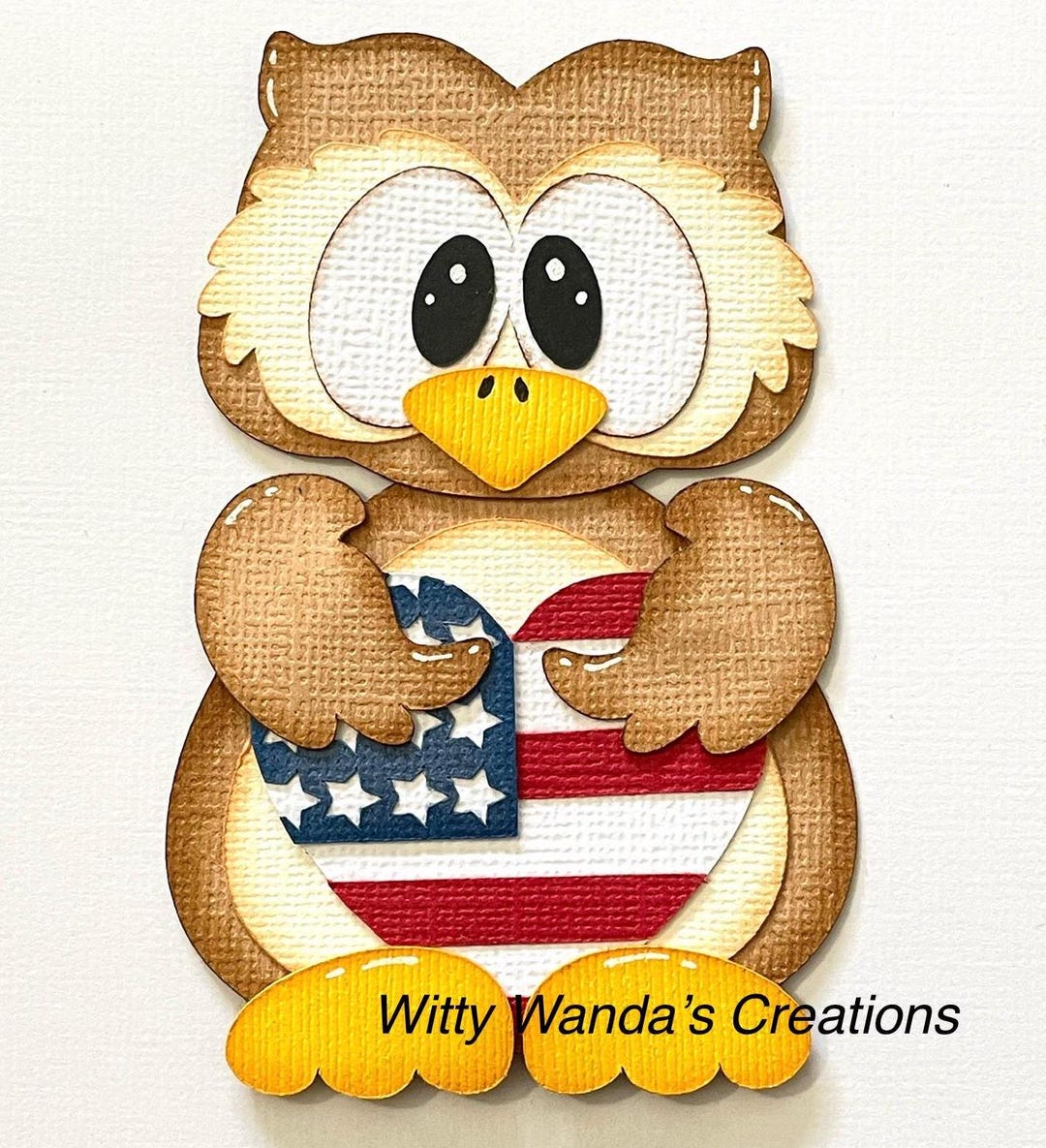 Patriotic Owl Scrapbook Card Topper Pre-made Die Cut Embellishment ...