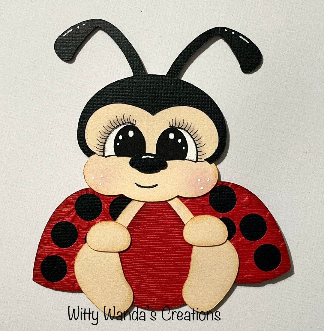 Sitting Lady Bug Diecut Paper Piecing Pre-made Embellishment Scrapbook ...