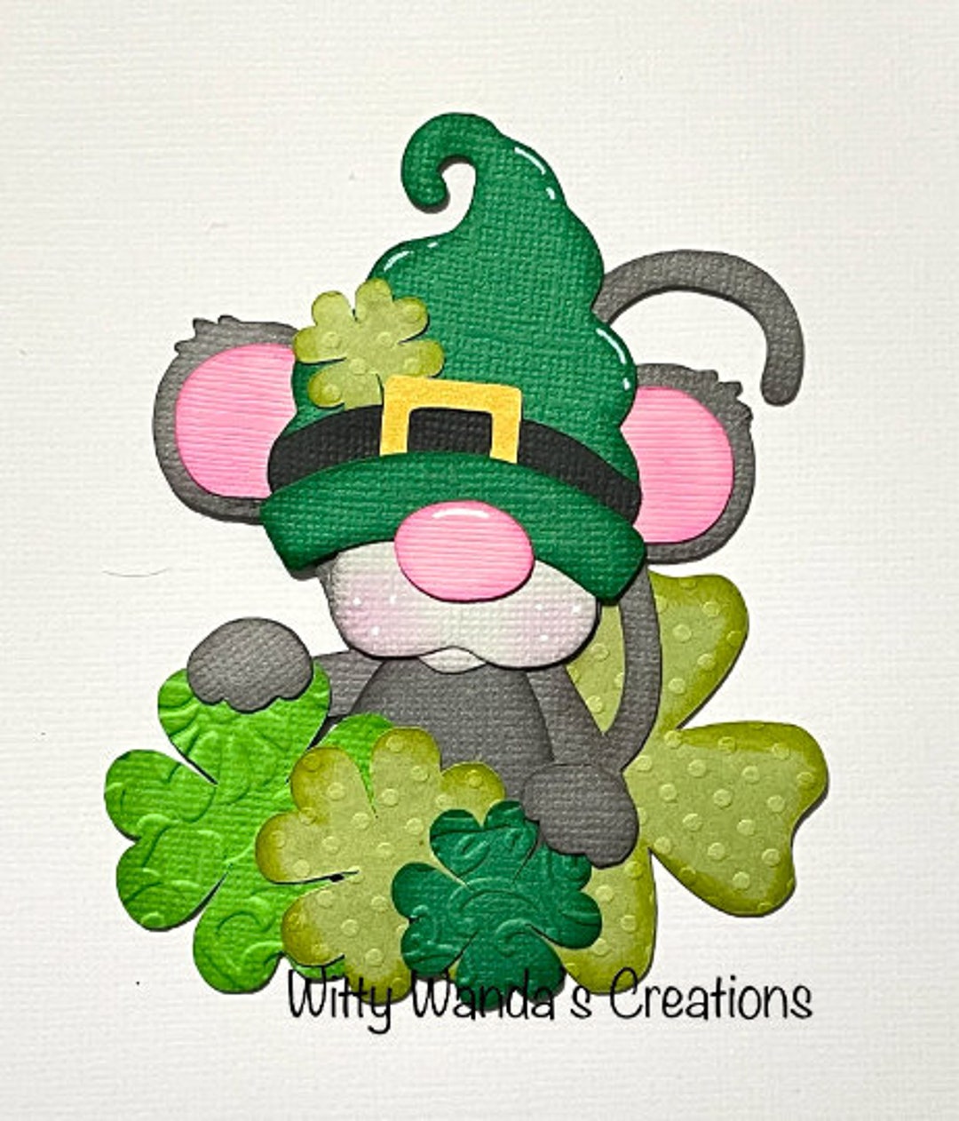 St Patrick Gus Mouse Gnome Die Cut Embellishment Pre-made Scrapbook ...