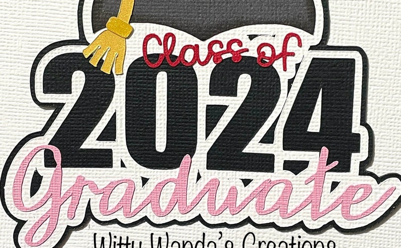 Pink Class of 2024 Graduate Pre-made Graduation Embellishment Cap Hat ...