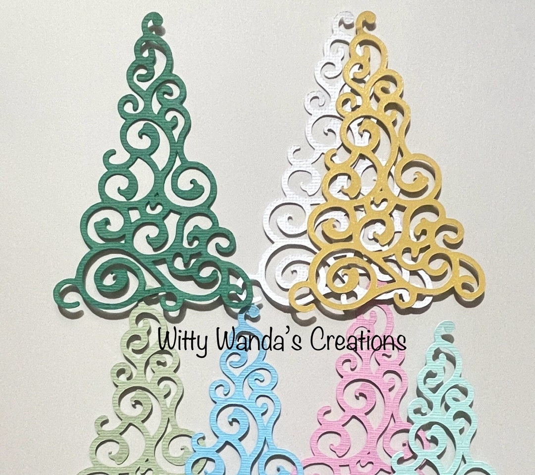 12 Swirl Trees Silhouette Die Cut Embellishments Scrapbook Greeting ...