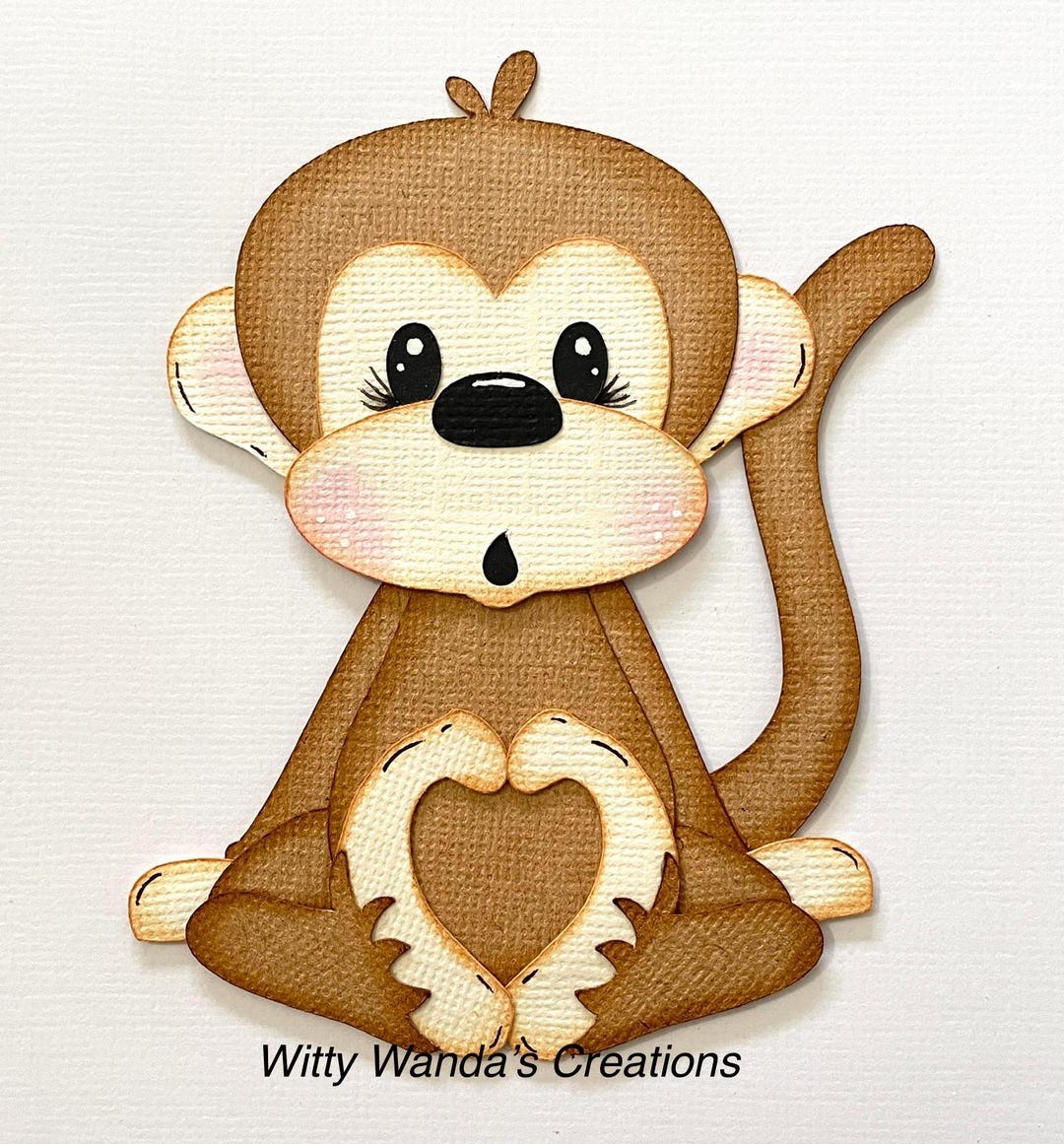 Scrapbook Card Love You Monkey Die-cut Embellishments Valentines Heart ...