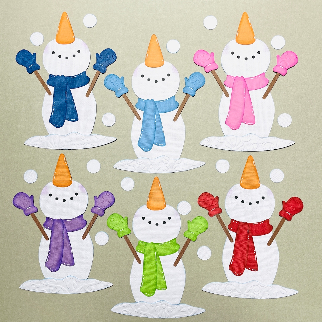 Snowman Catching Snow Scrapbook Winter Die Cut Embellishments #915 - Etsy