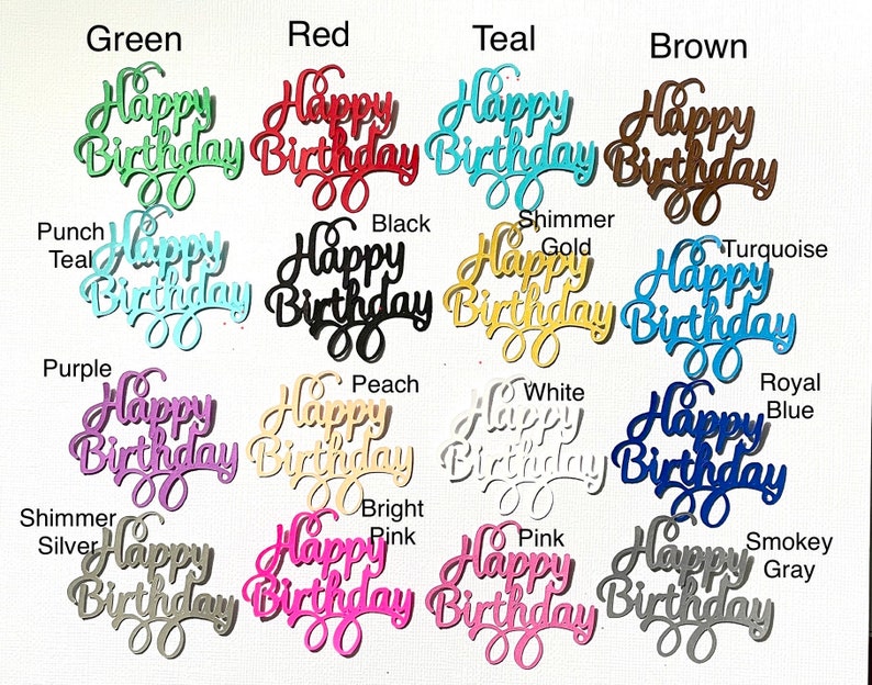 20 Greeting Card Sentiment Happy Birthday Day Pre-made Cut-out Die Cut ...