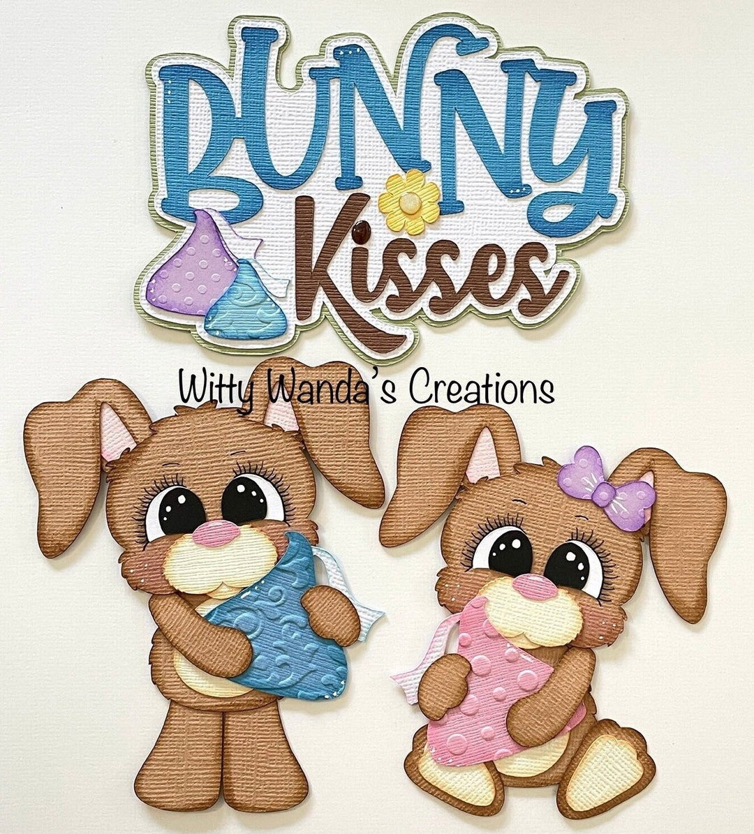 Easter Scrapbook Bunny Boy Girl Bunny Kisses Title Pre-made Die-cut ...