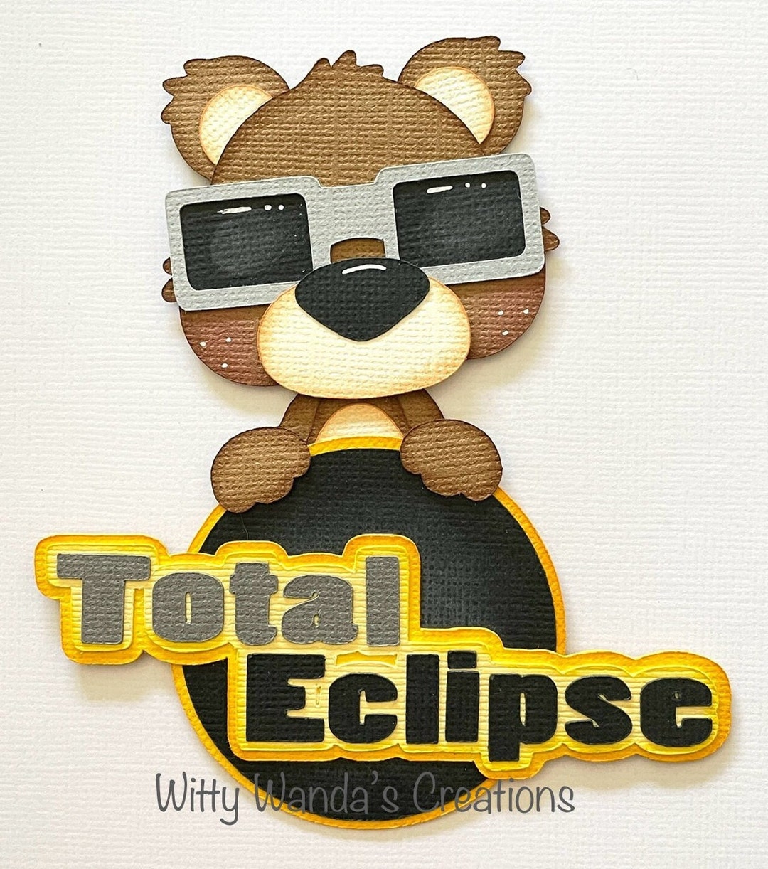 Scrapbook Total Solar Eclipse Bear Title Pre-made Die Cut Embellishment ...