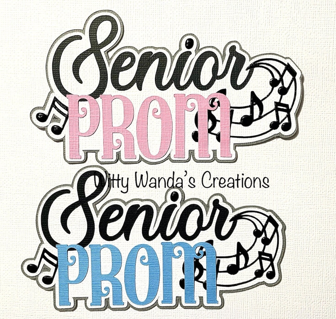 Senior Prom Title Cluster Notes Pre-made Blue Pink Embellishment Paper ...