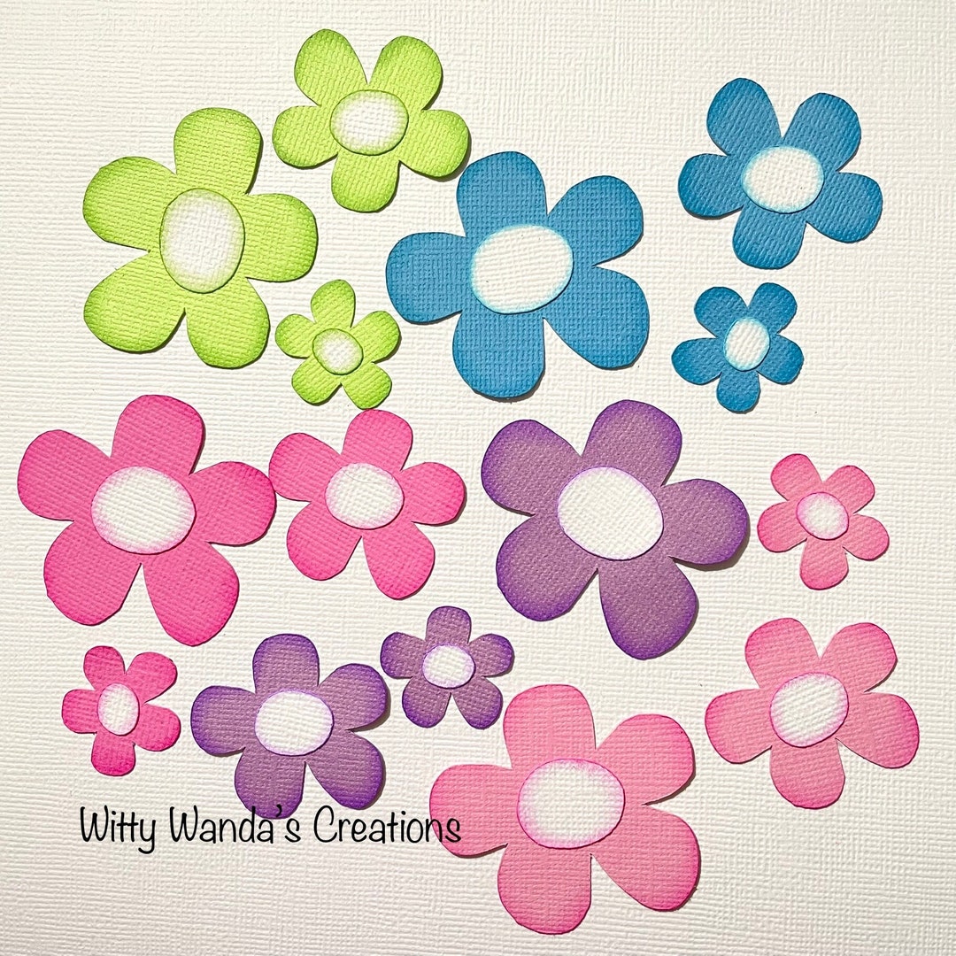 25-30 Fun Flower Premade Embellishment Paper Piecing Die-cut Card ...
