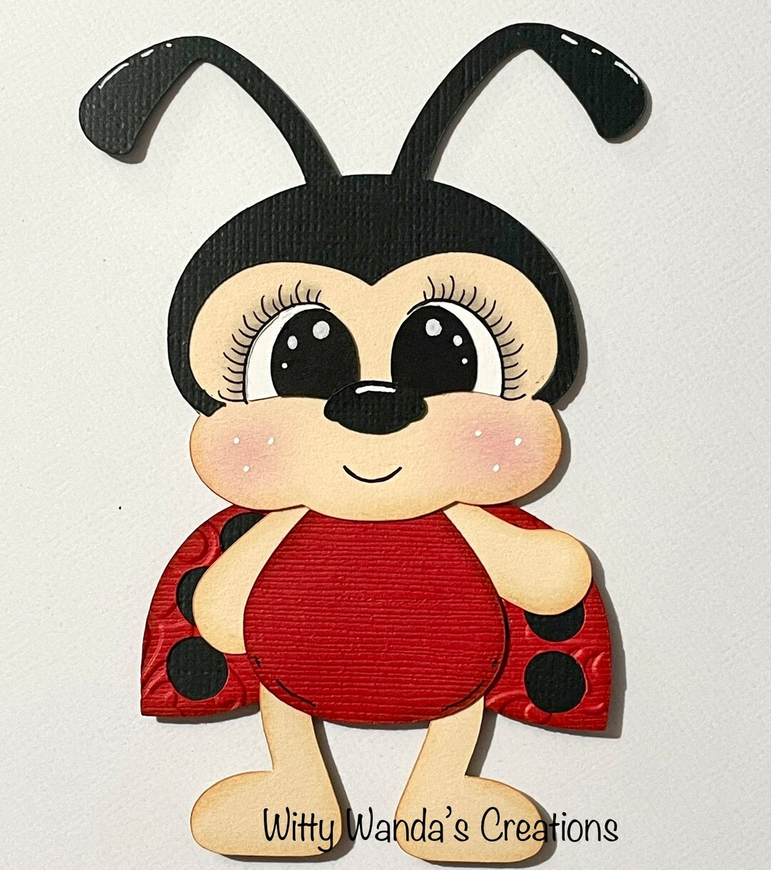 Standing Ladybug Diecut Paper Piecing Pre-made Embellishment Scrapbook ...
