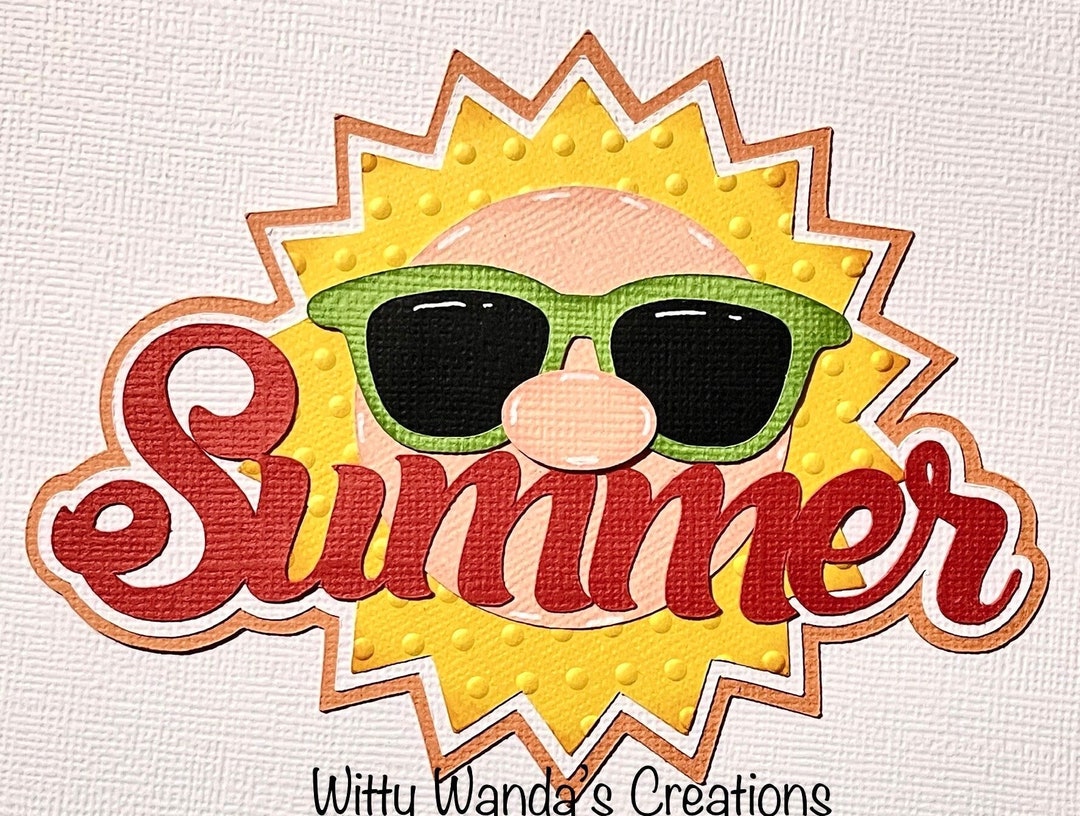 Summer Sun Scrapbook Title Sunglasses Pre-made Die Cut Embellishment ...