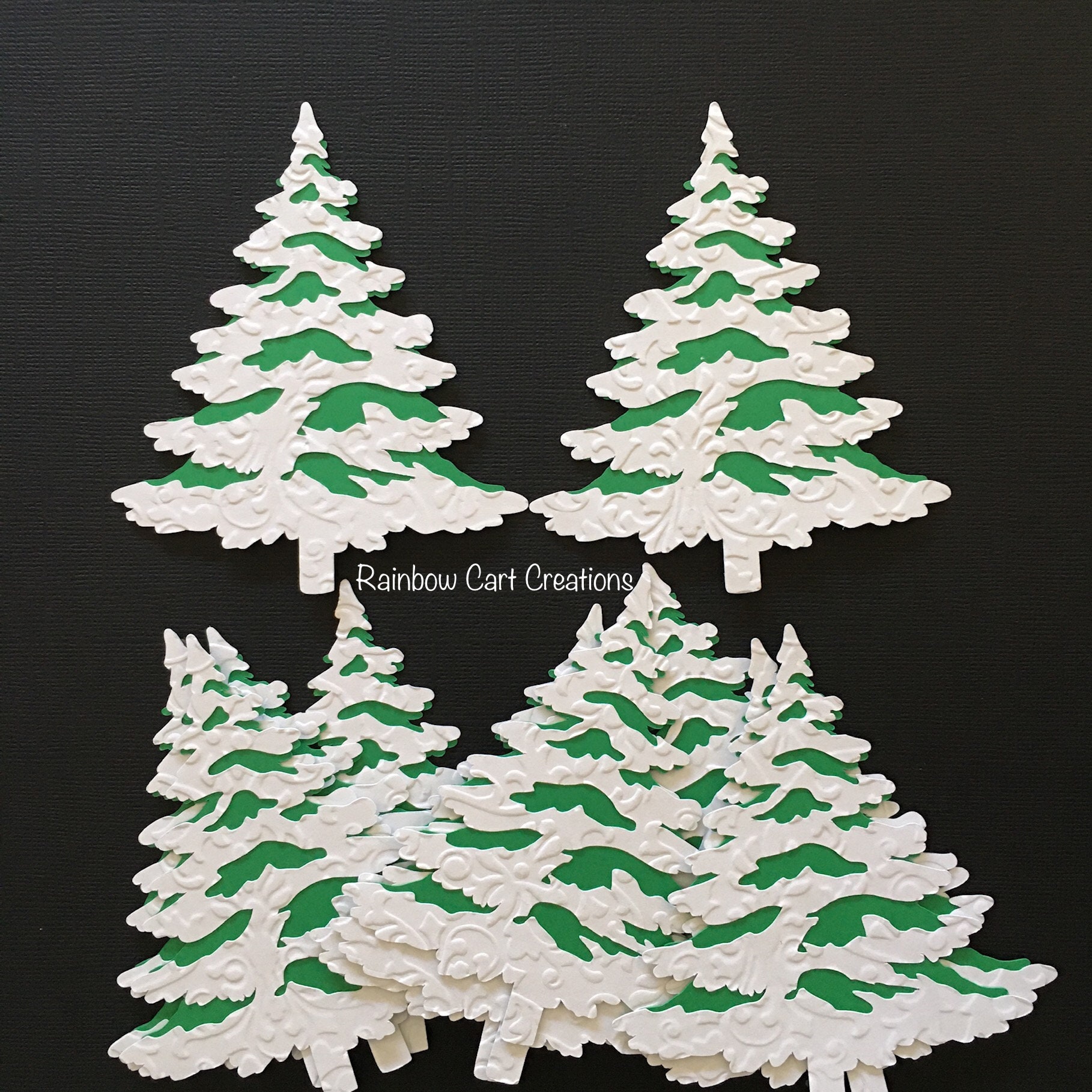 12 Christmas Snow Tree Die Cut Embellishment Scrapbook Card Topper ...