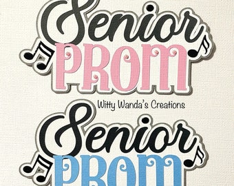 Senior Prom Title Cluster Notes Pre-made Blue Pink Embellishment Paper ...