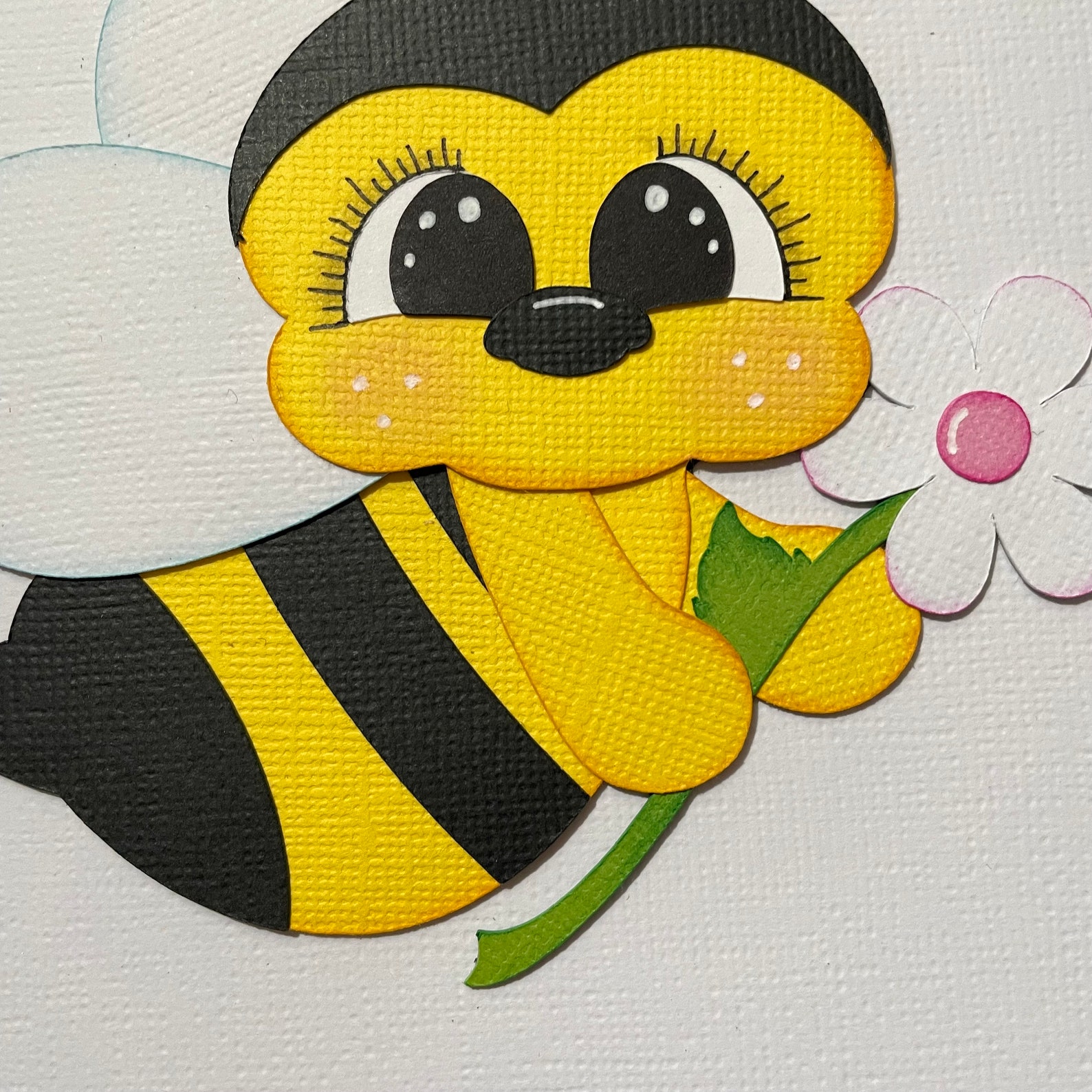 Happy Bee Flower Paper Piecing Embellishment Die Cut Scrapbook - Etsy
