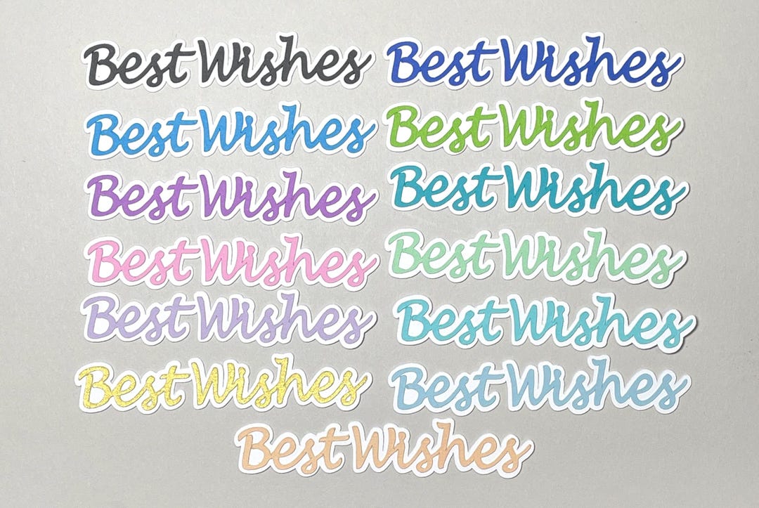13 Colors Best Wishes Line Layered Pre-cut Greeting Card Sentiment ...