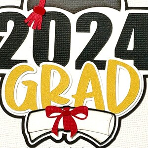 Gold 2024 Grad Title Hat Diploma Pre-made Embellishment Paper-piecing ...