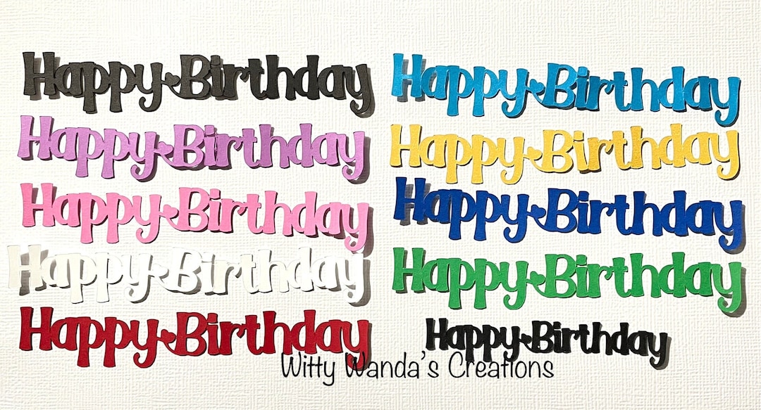 20 Happy Birthday Day Sentiment Title Pre-made Die Cut Embellishment ...