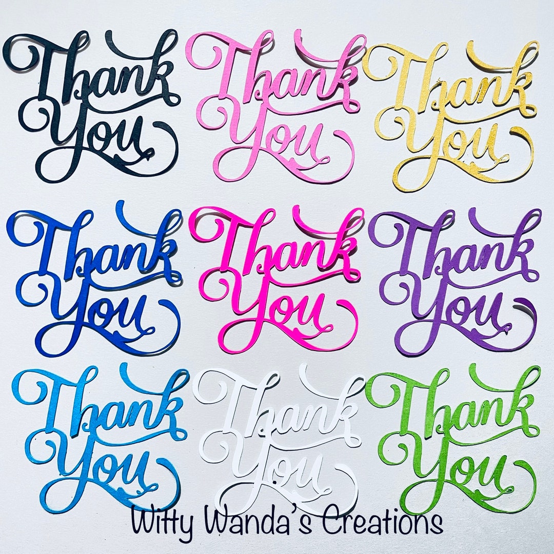 20 Thank You Sentiment Title Silhouette Die-cut Embellishment Cut-out ...