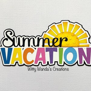 Summer Vacation Sun Title Pre-made Die Cut Embellishments Premade Paper ...