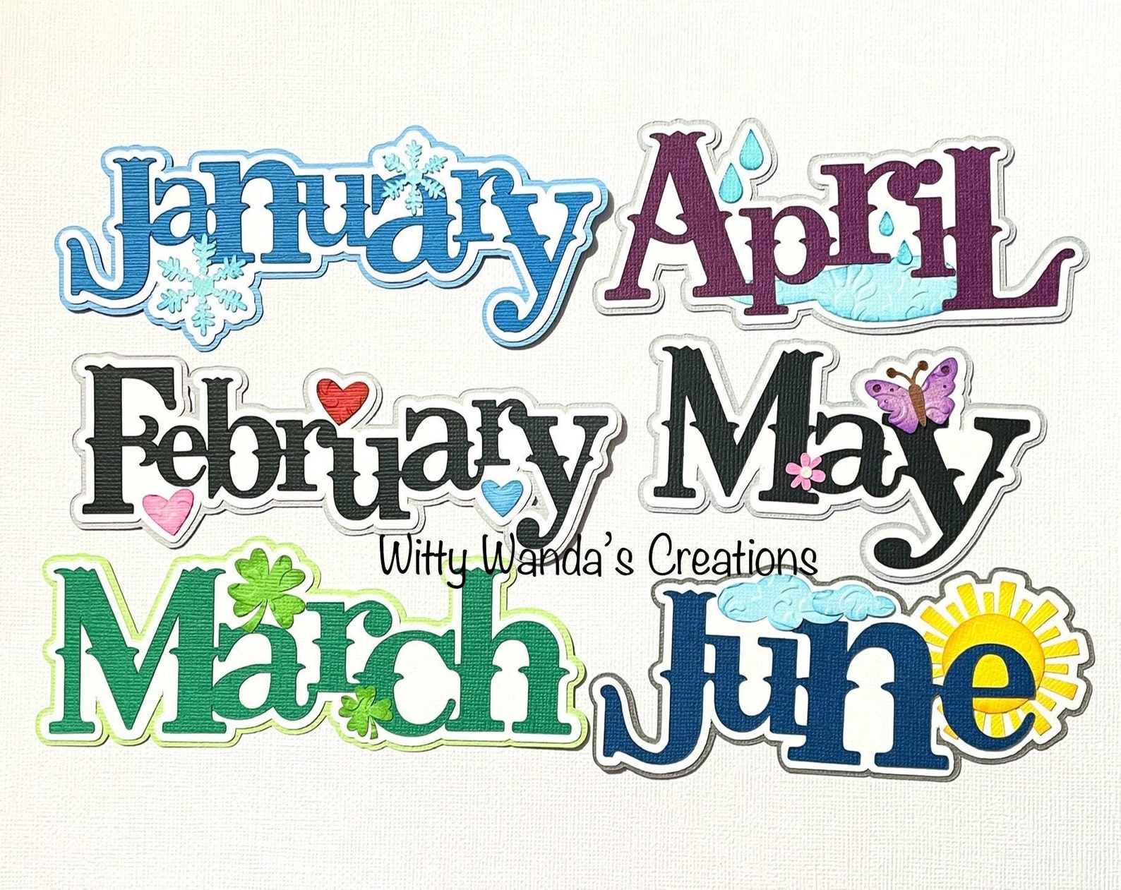 6 Months Calendar Title Pre-made Paper Piecing Die-cut Embellishment ...
