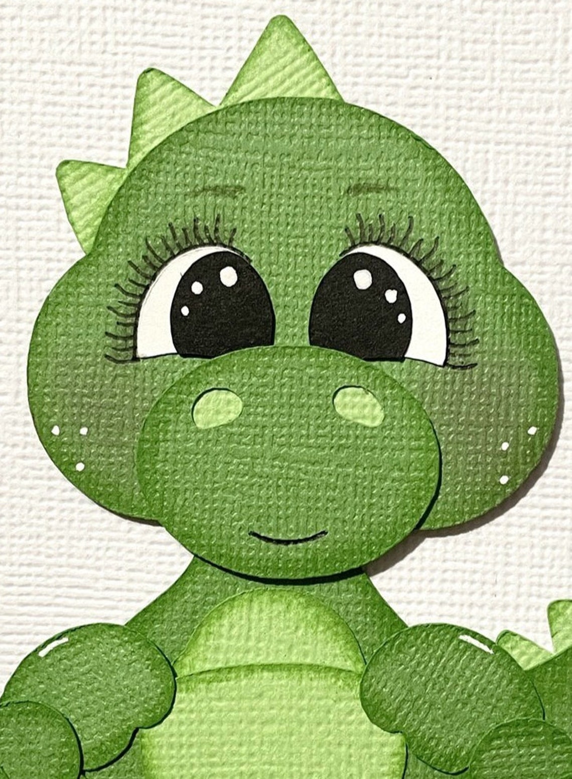 Cute Chillin Green Dinosaur Dino Paper Piecing Embellishment Die Cut ...